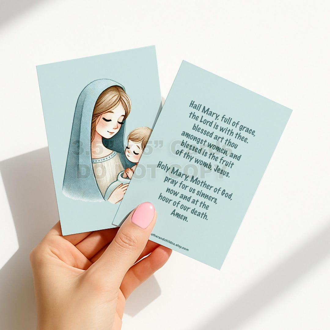 INSTANT Download 3.5" X 5" Hail Mary Kids Double-sided Printable Prayer ...