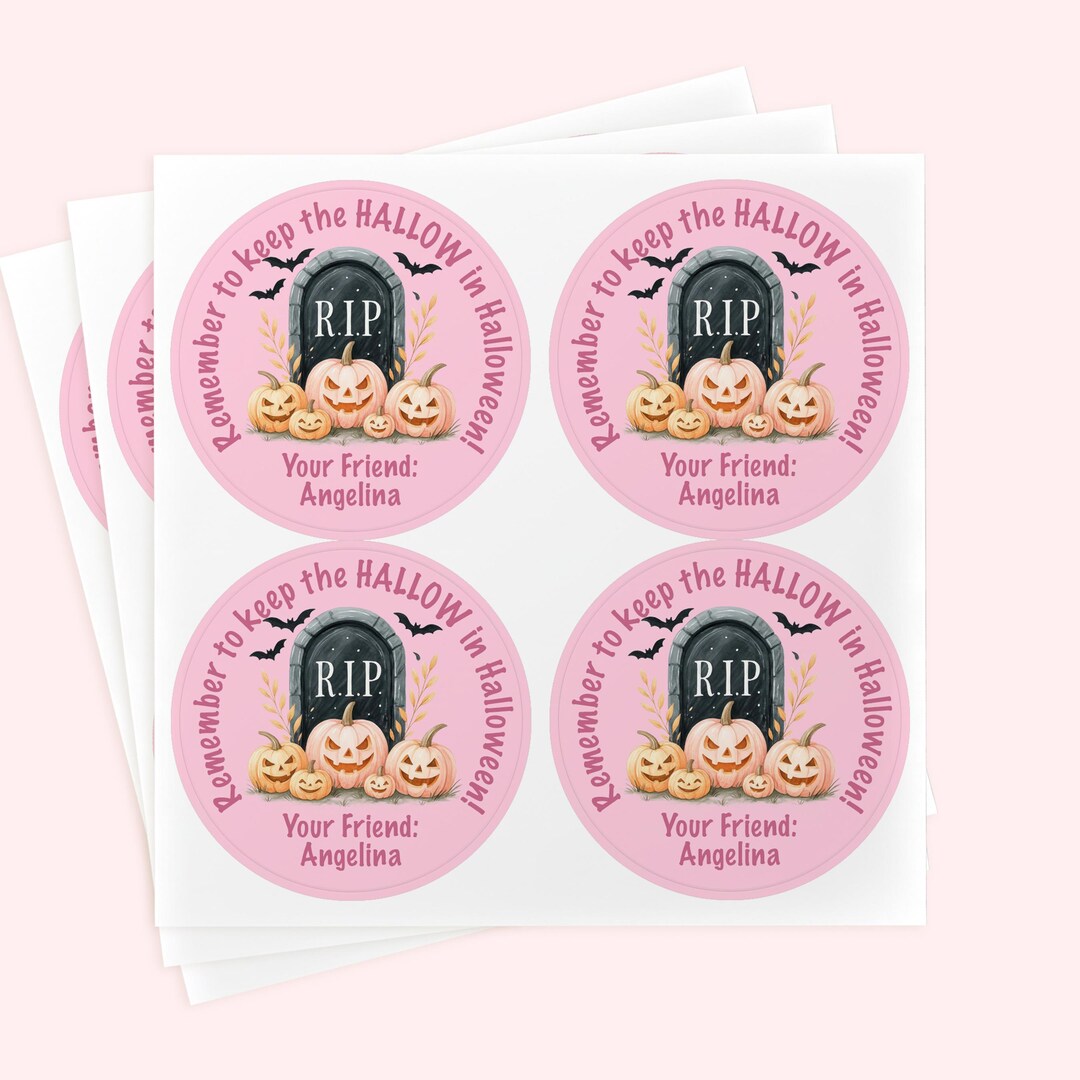 Personalized Catholic Christian Halloween Stickers | Pink Halloween ...