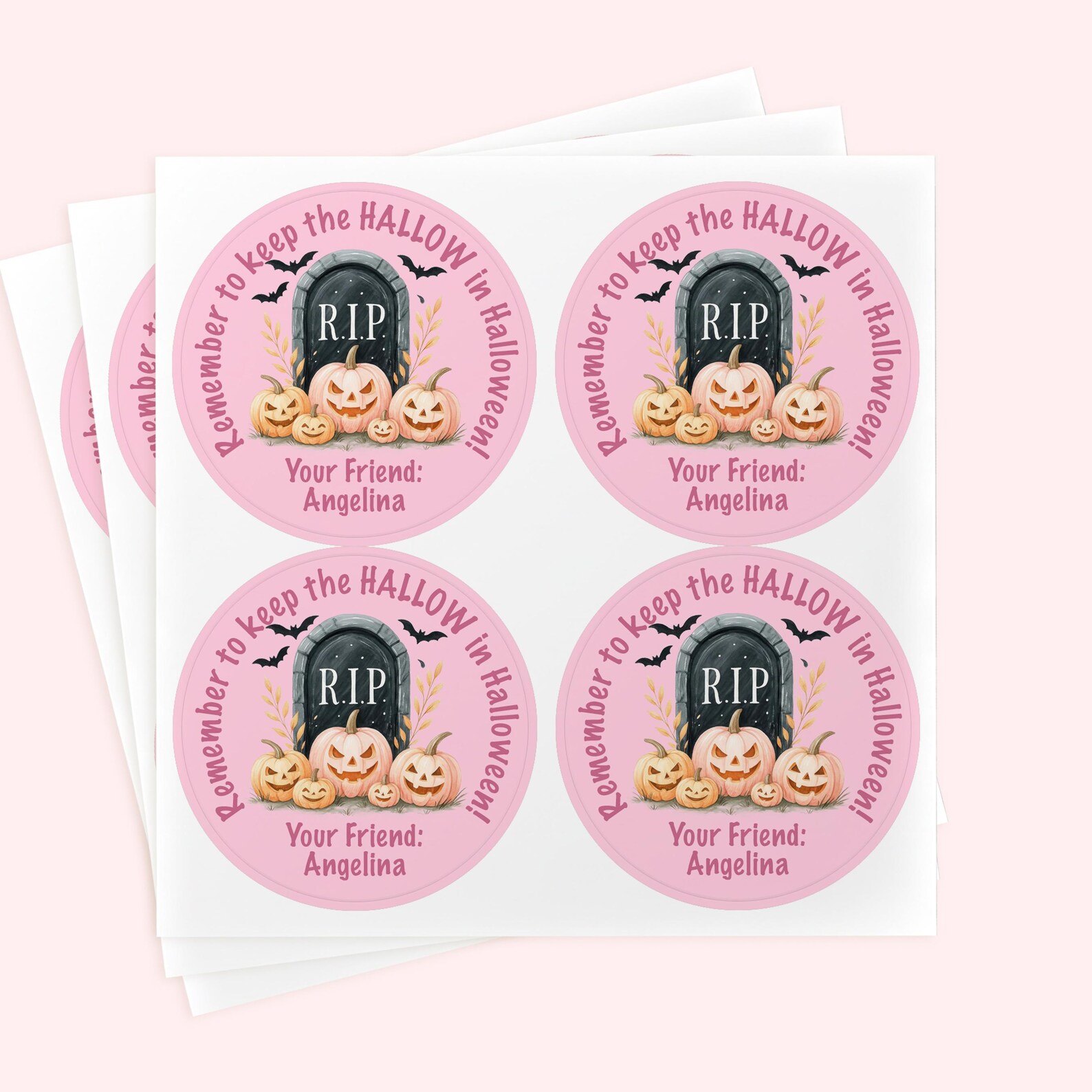 Personalized Catholic Christian Halloween Stickers | Pink Halloween ...