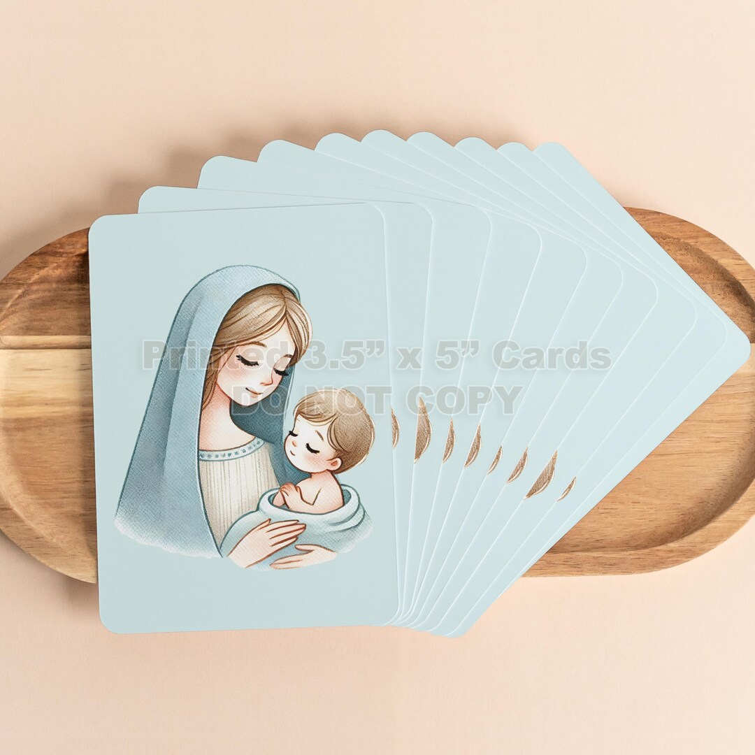 PRINTED 3.5" X 5" Aqua Hail Mary Prayer for Kids | Prayer Cards ...