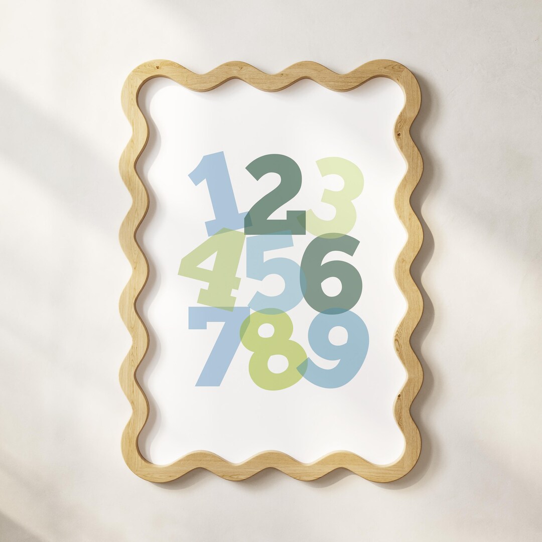 Blue and Green Numbers Print | Kids Room Decor (digital Download 11x14 ...