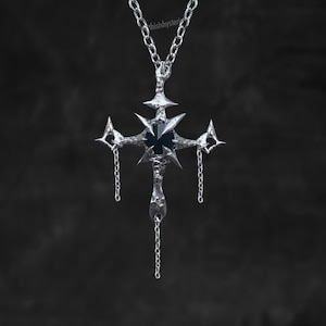 Spiky Cybersigilsm Thorn Sigil Necklace Statement Necklace Liquid Metal ...
