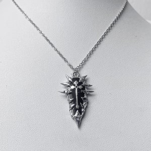 Spiky Metal Pendant ,punk Spiky Cross , Liquid Metal, Soldered Necklace ...