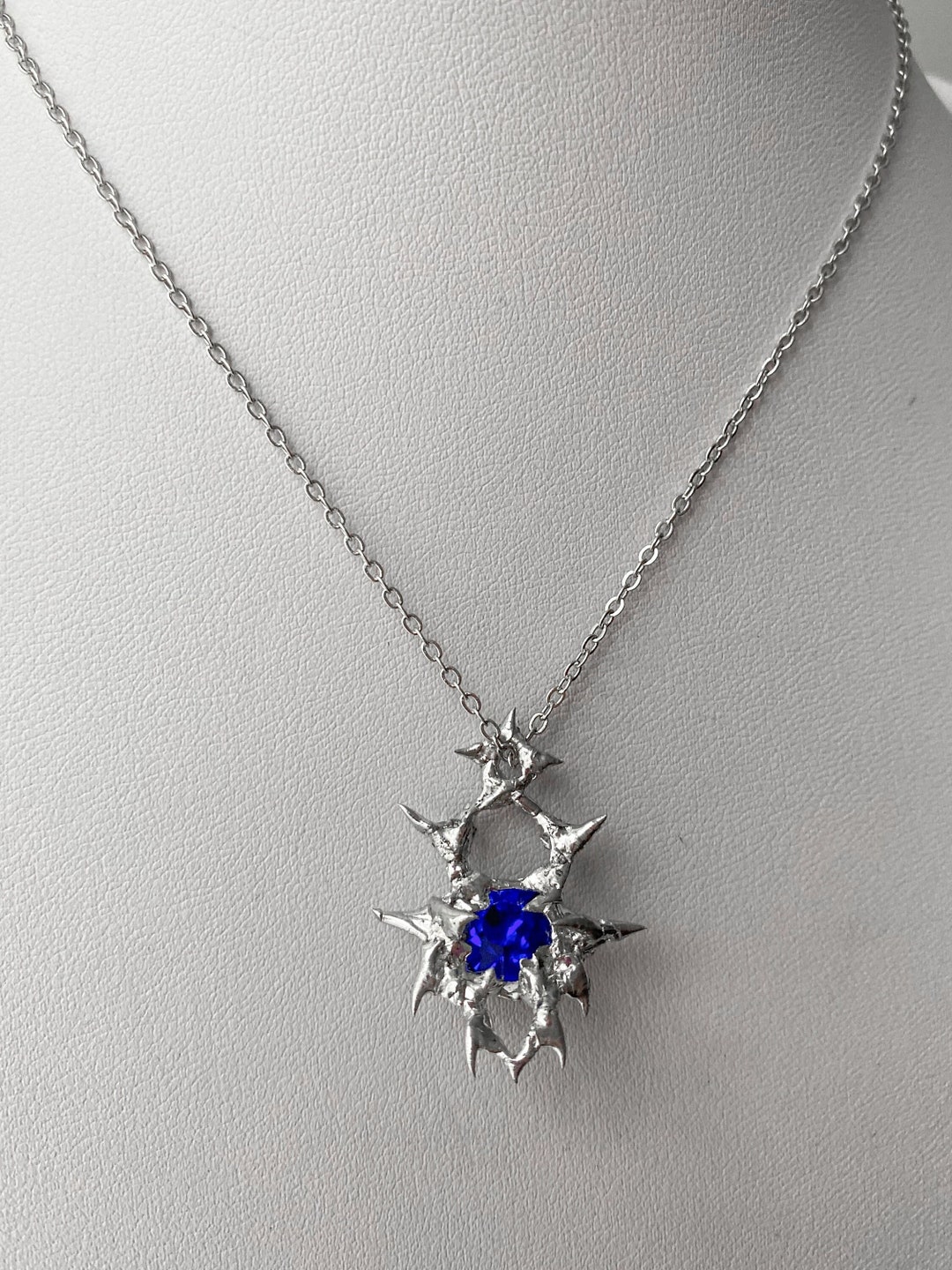 Whimsical Cyber Pendant With Spikes Soldered Spiky Cybercore Necklace ...