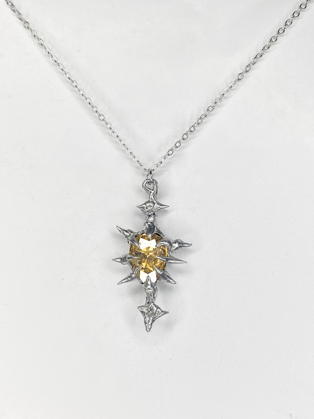 Spiky Metal Pendants Chrome Irregular Necklace Spiky Sigil Liquid Metal ...