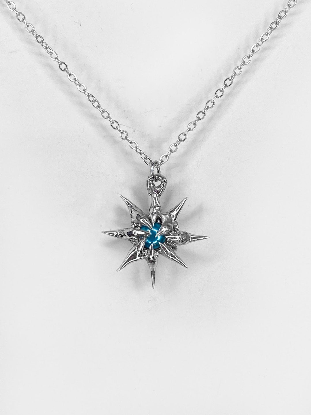 Spiky Mini Baroque Bright Blue Freshwater Pearl Necklace Soft Soldered ...