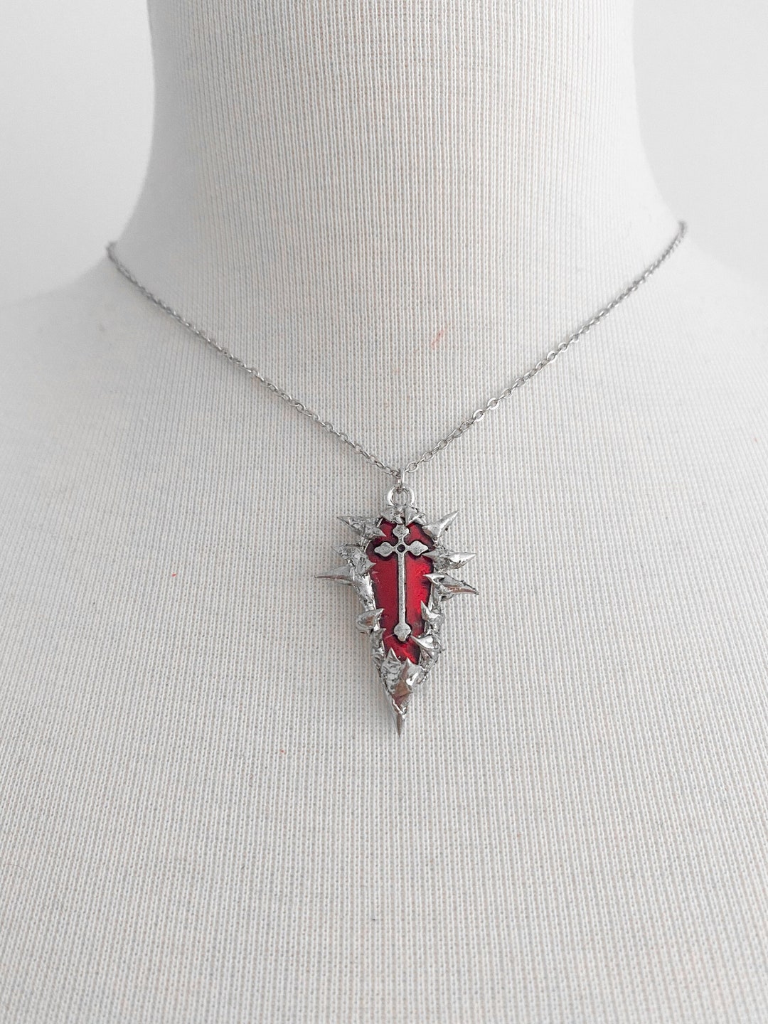 Spiky Metal Pendant ,punk Spiky Cross , Liquid Metal, Soldered Necklace ...