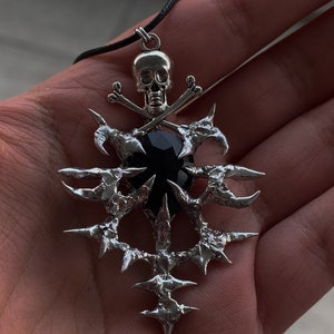 Spiky Cybersigilsm Brutalist Skull Sigil Necklace Statement Necklace ...