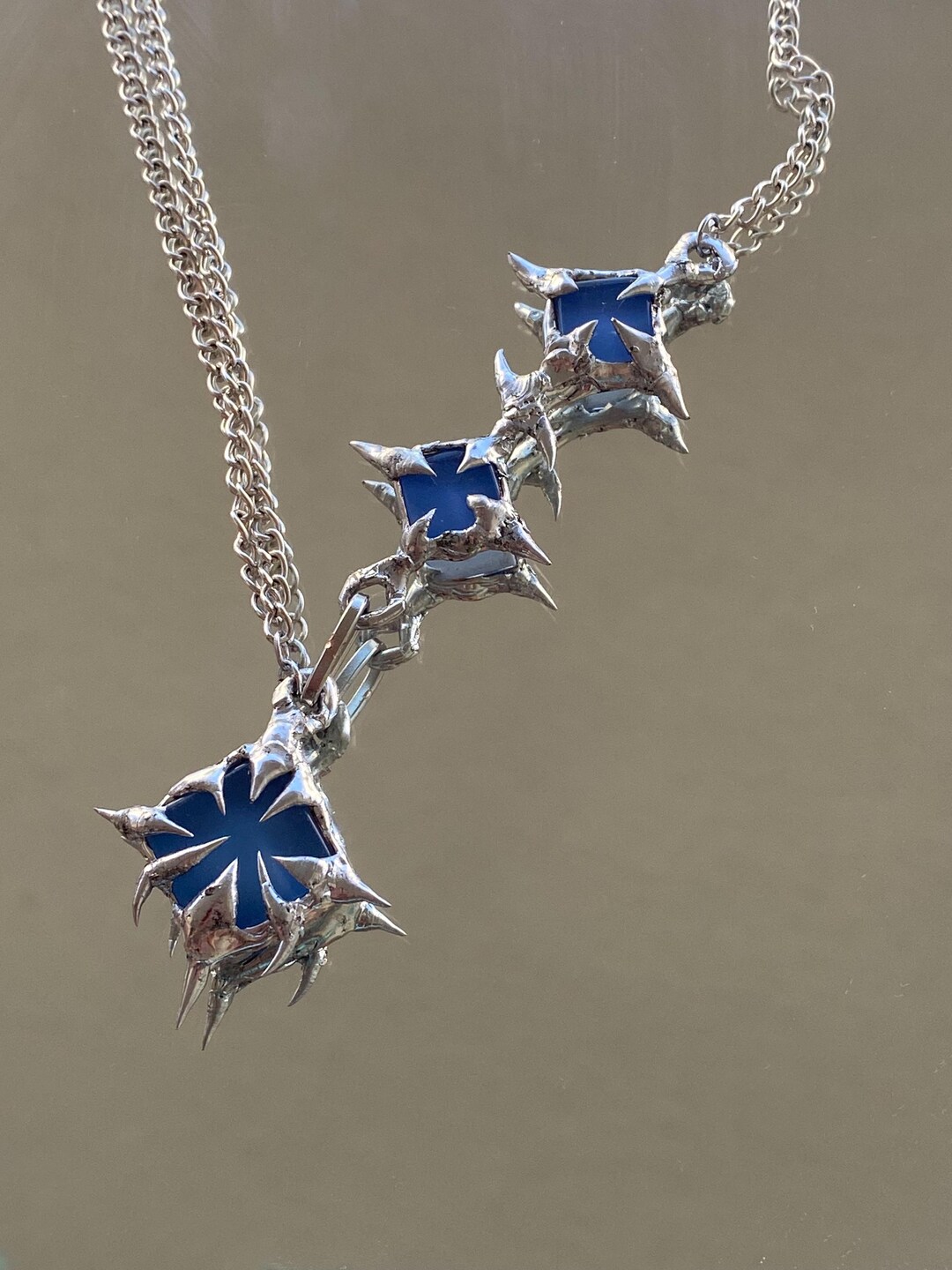 Spiky Cybersigilsm Brutalist Purple Seashell Sigil Necklace Statement ...