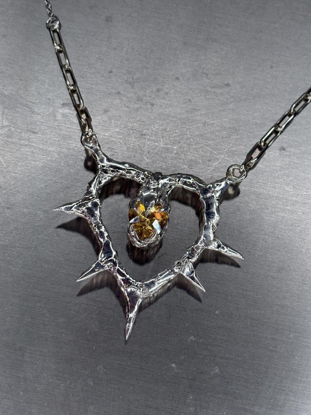 Spiky Cybersigilsm Thorn Sigil Necklace Statement Necklace Liquid Metal ...