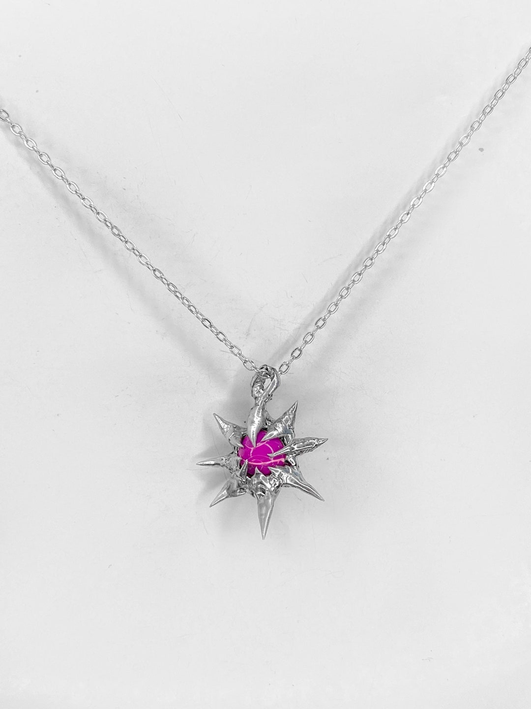Spiky Mini Baroque Marbled Pink Necklace Soft Soldered Cybercore ...
