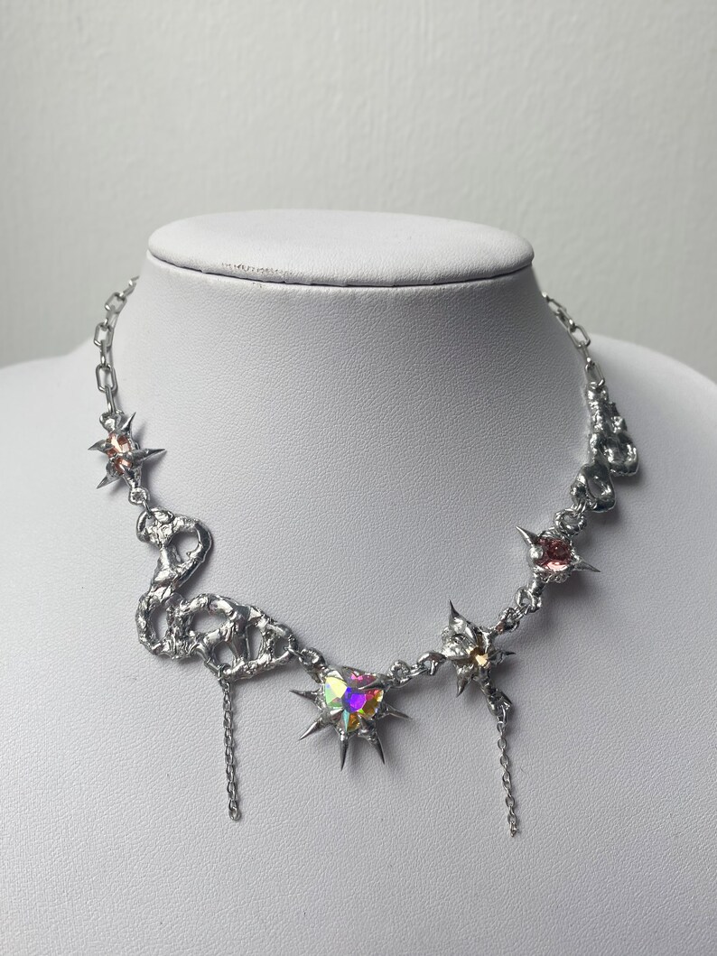 Spiky Cybersigilsm Brutalist Sigil Necklace Statement Necklace Liquid ...