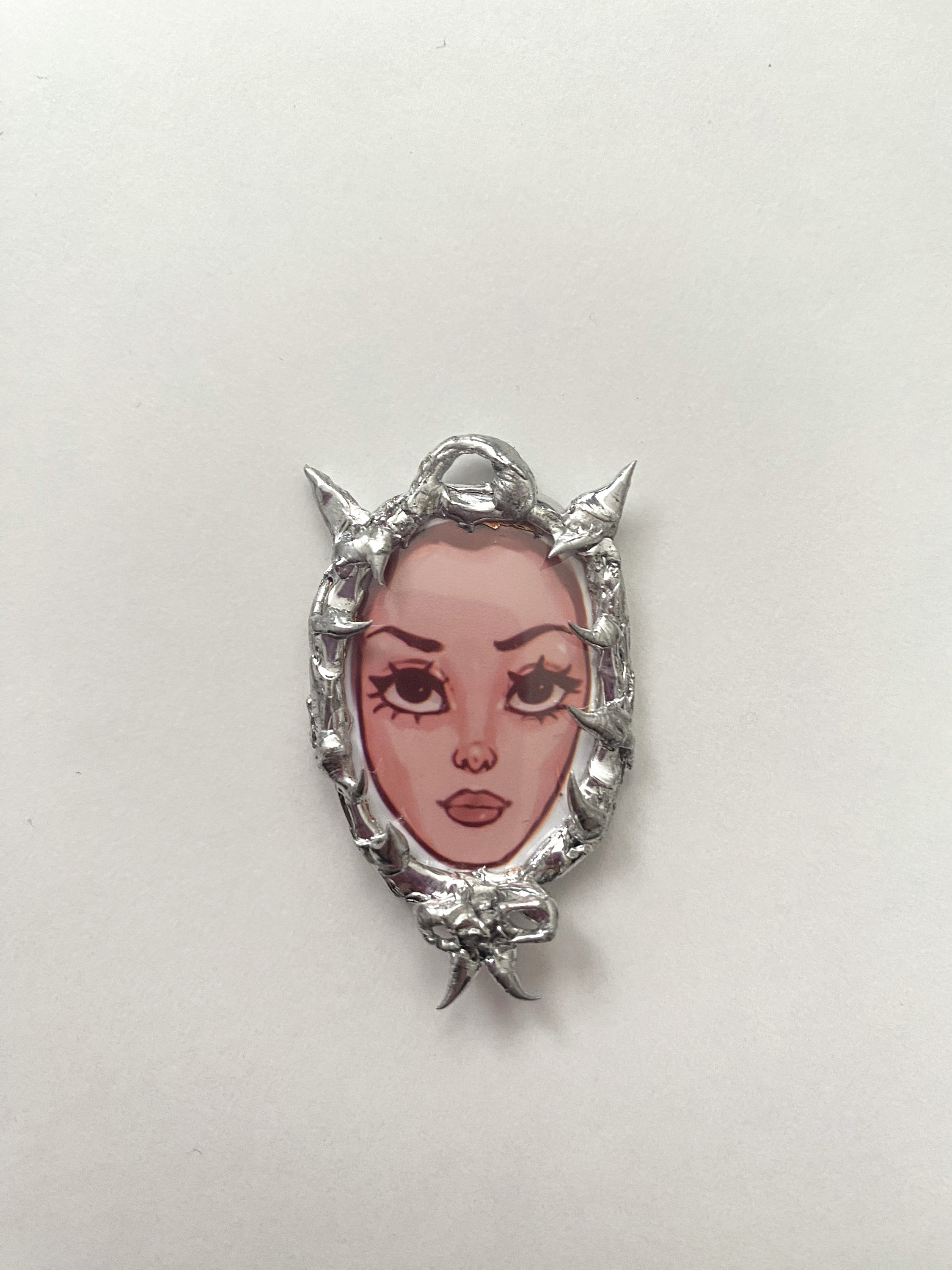 Spiky Girl With Demon Balaclava Necklace Original Art Liquid Metal ...