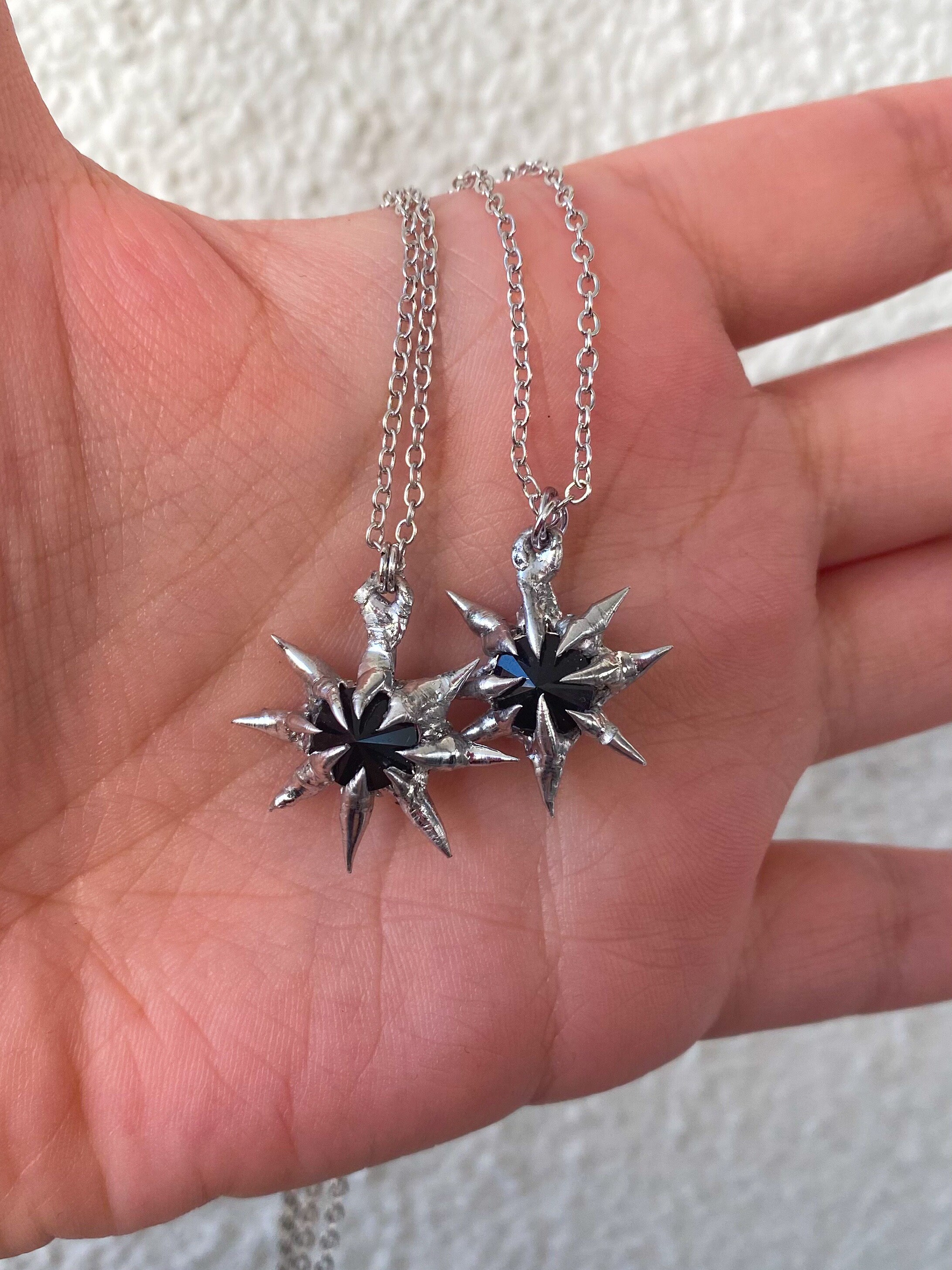 Spiky Cybersigilsm Thorn Sigil Necklace Statement Necklace Liquid Metal ...