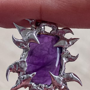 Spiky Amethyst Metal Chrome Irregular Necklace Spiky Sigil Liquid Metal ...