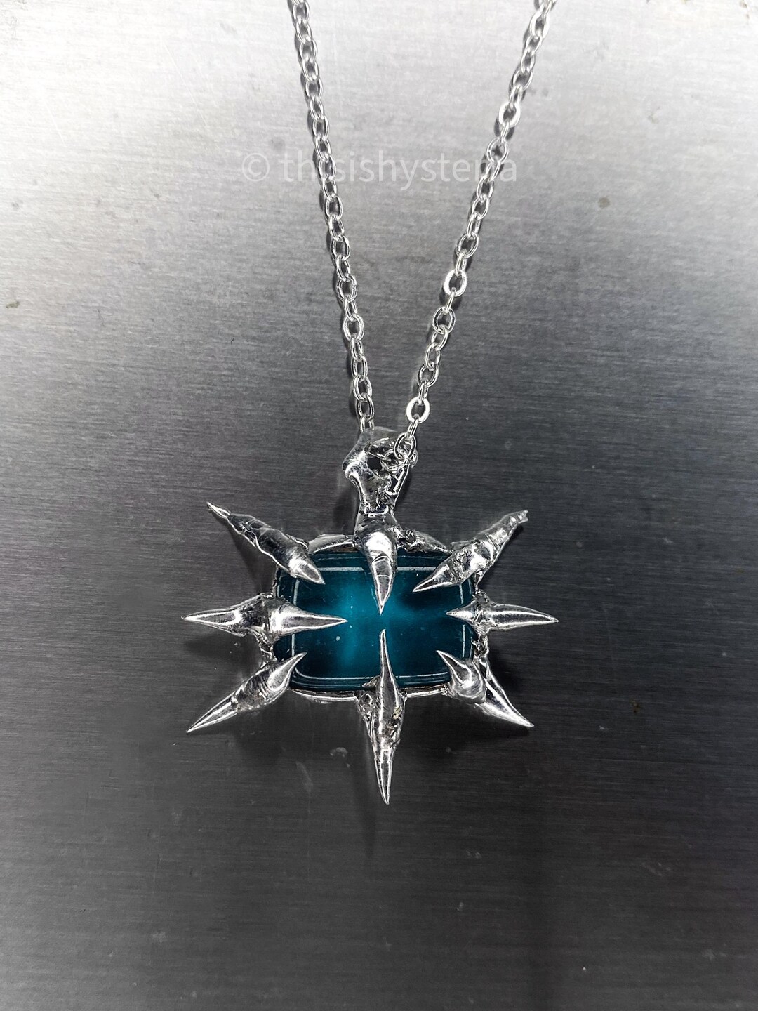 Spiky Cybersigilsm Thorn Sigil Necklace Statement Necklace Liquid Metal ...