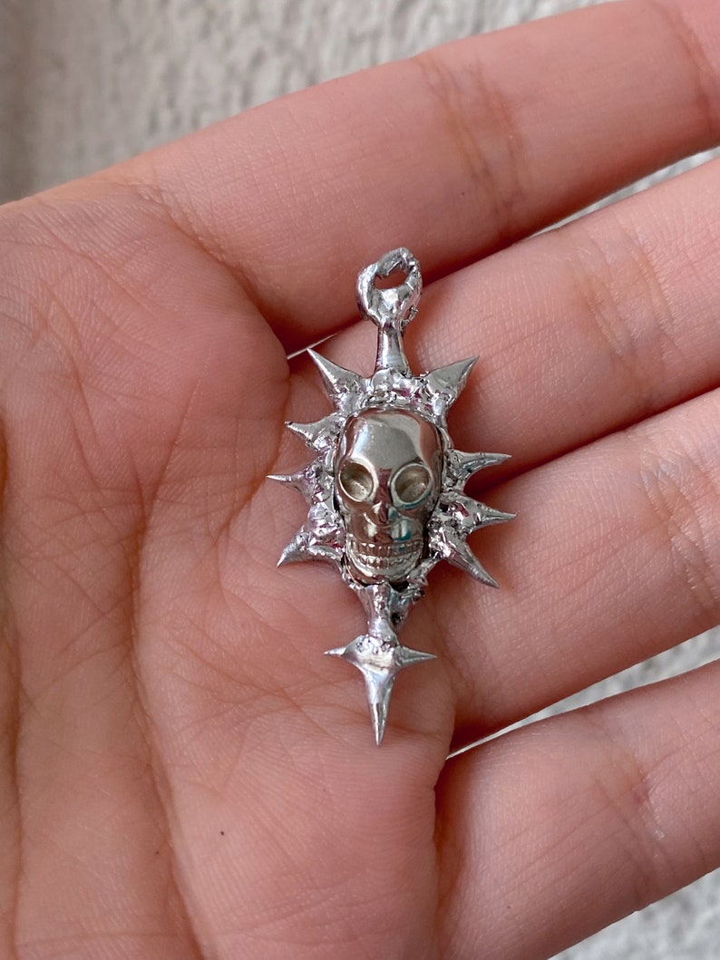 Spiky Skull Soldered Skull Thorn Sigil Necklace Statement Necklace ...