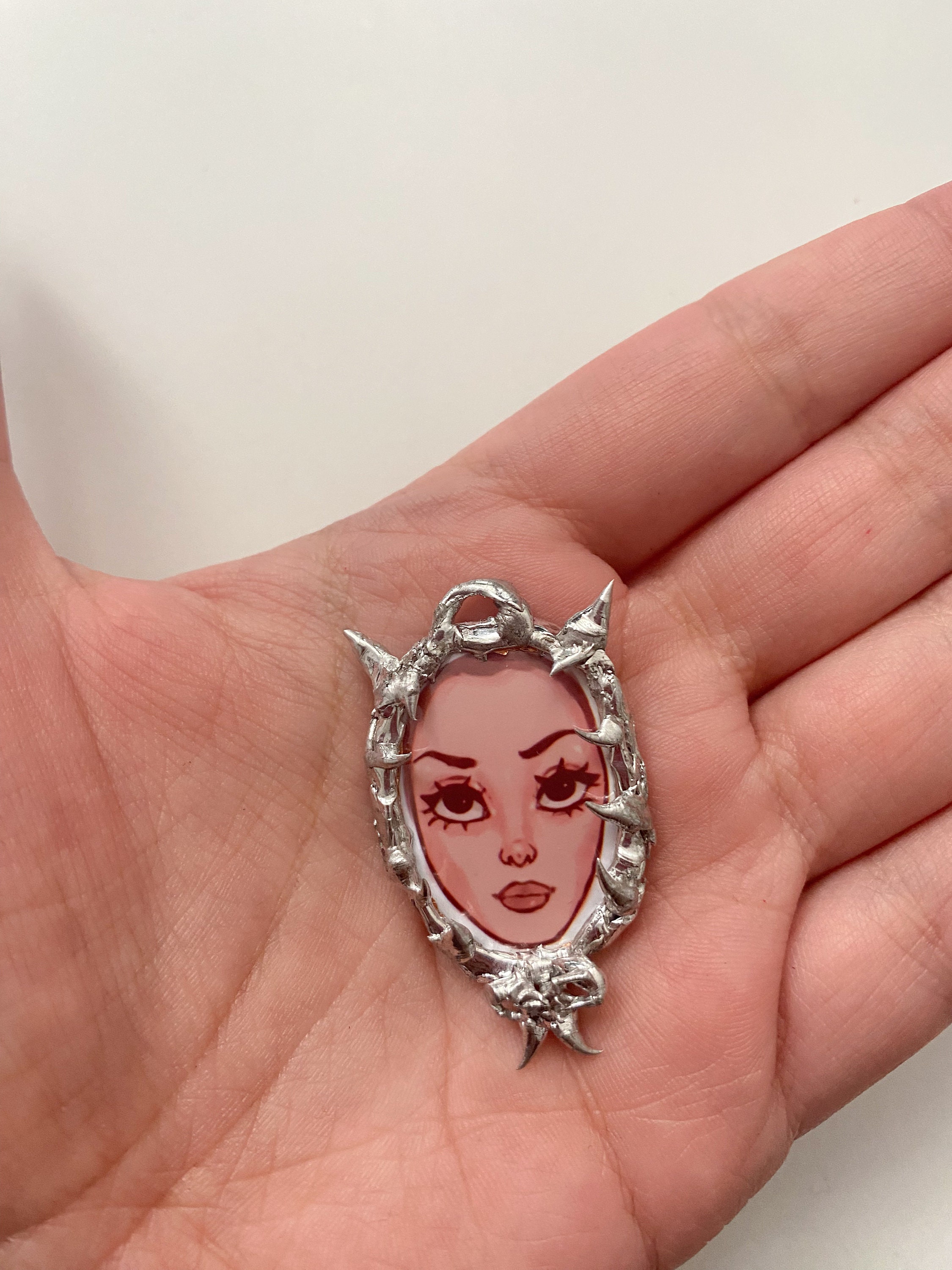 Spiky Girl With Demon Balaclava Necklace Original Art Liquid Metal ...