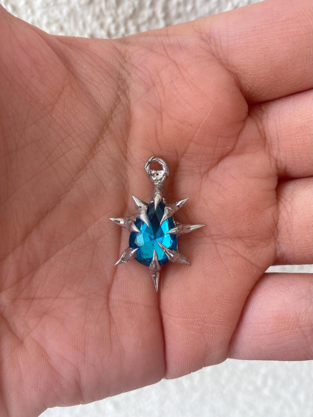 Spiky Blue Cybersigilsm Thorn Sigil Necklace Statement Necklace Liquid ...