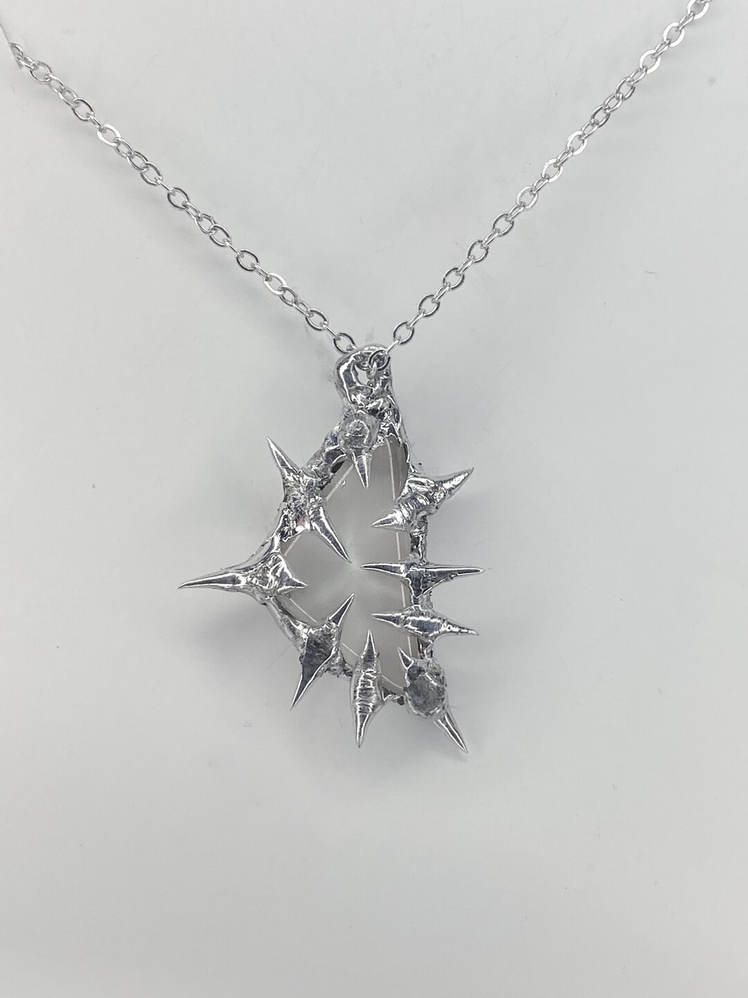 Spiky Blue Cybersigilsm Thorn Sigil Necklace Statement Necklace Liquid ...