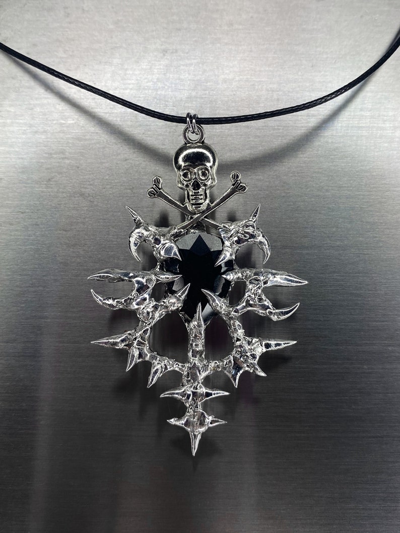 Spiky Cybersigilsm Brutalist Skull Sigil Necklace Statement Necklace ...