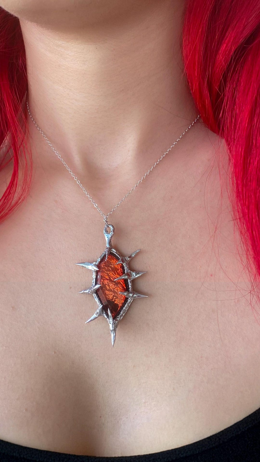 Spiky Cybersigilsm Brutalist Stained Glass Sigil Necklace Statement ...