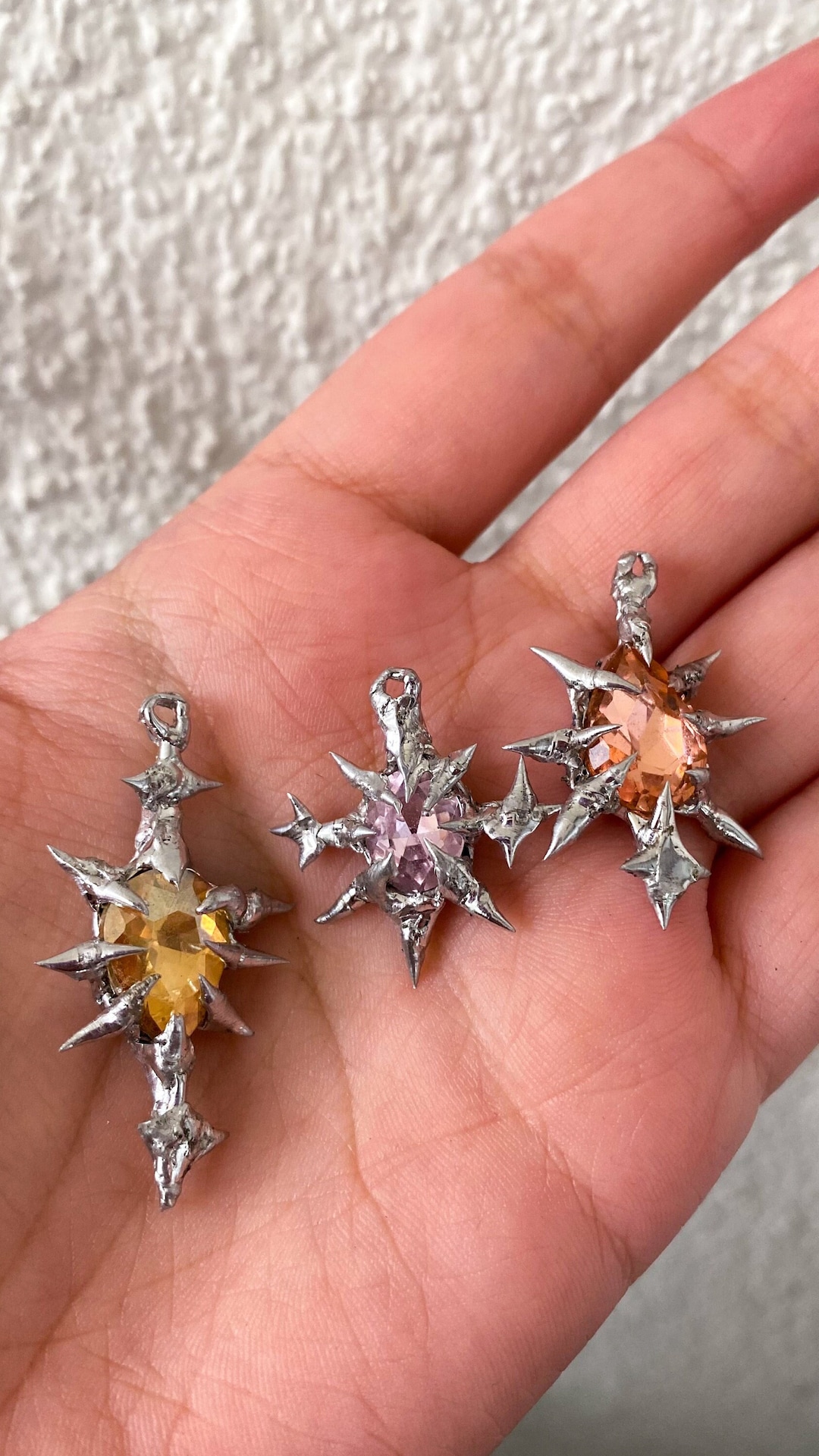 Spiky Metal Pendants Chrome Irregular Necklace Spiky Sigil Liquid Metal ...