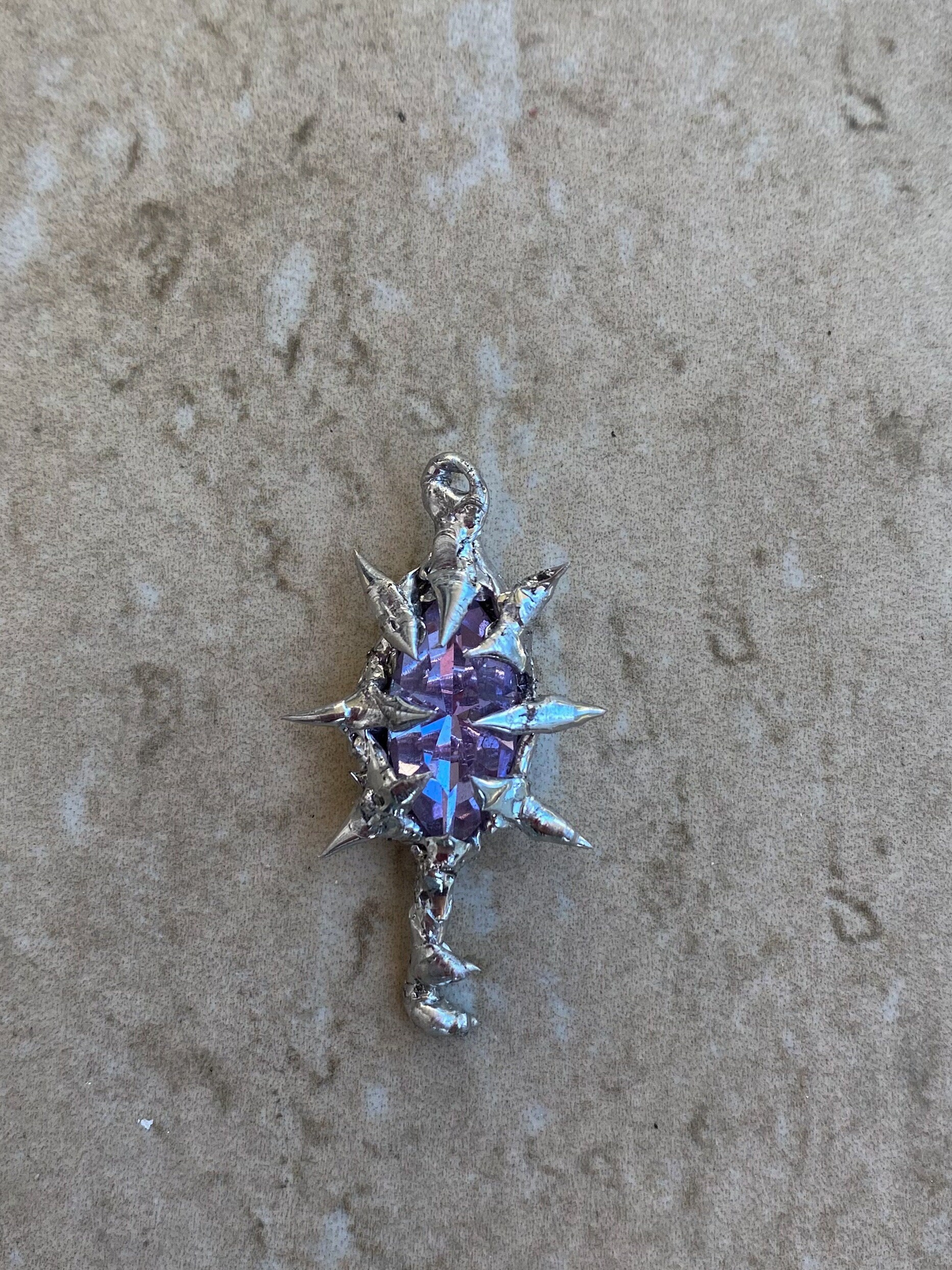 Spiky Metal Pendants Chrome Irregular Necklace Spiky Sigil Liquid Metal ...