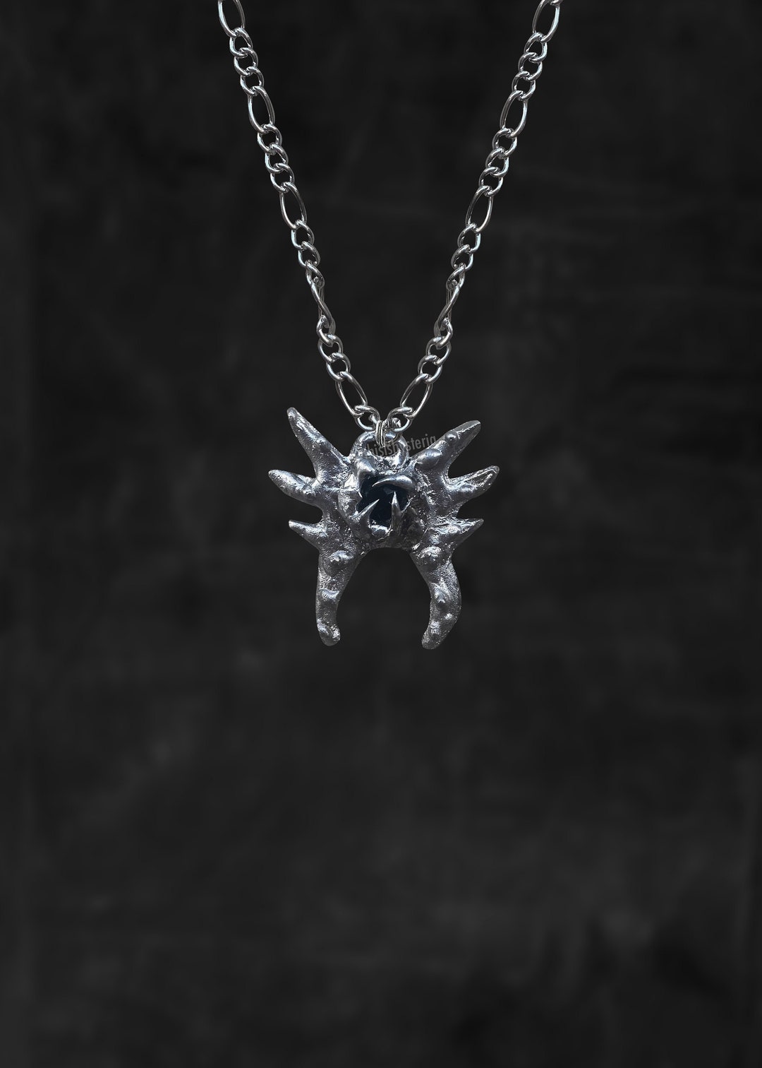 Spiky Cybersigilsm Butterfly Moonstone Sigil Necklace Statement ...