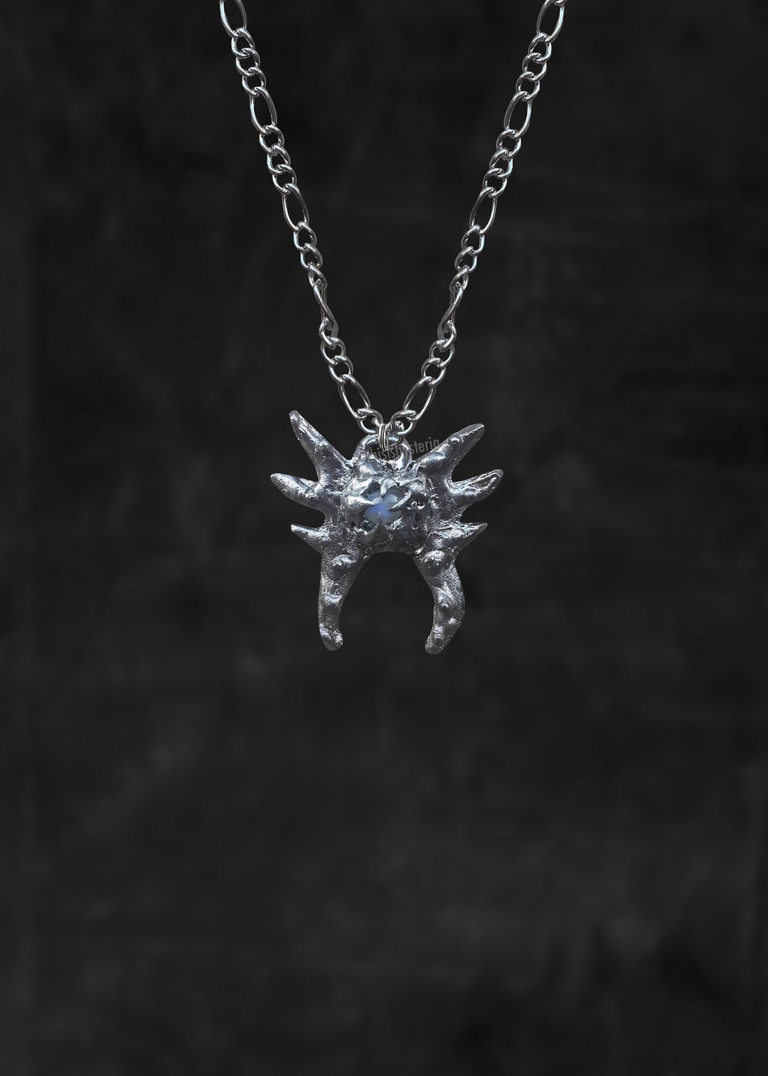 Spiky Cybersigilsm Butterfly Moonstone Sigil Necklace Statement ...