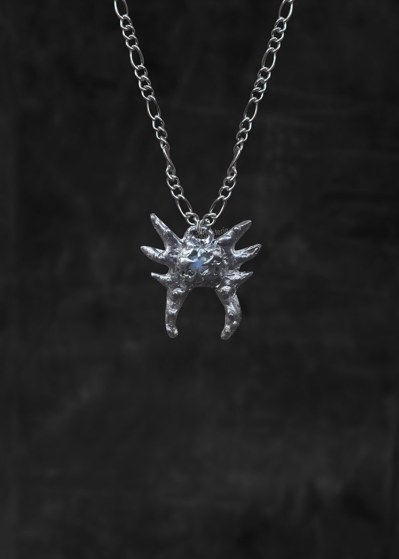 Spiky Cybersigilsm Butterfly Moonstone Sigil Necklace Statement ...