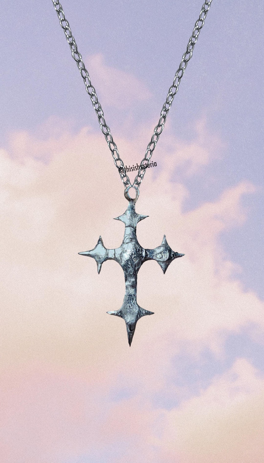 Spiky Cross Cybersigilsm Thorn Sigil Necklace Statement Necklace Liquid ...
