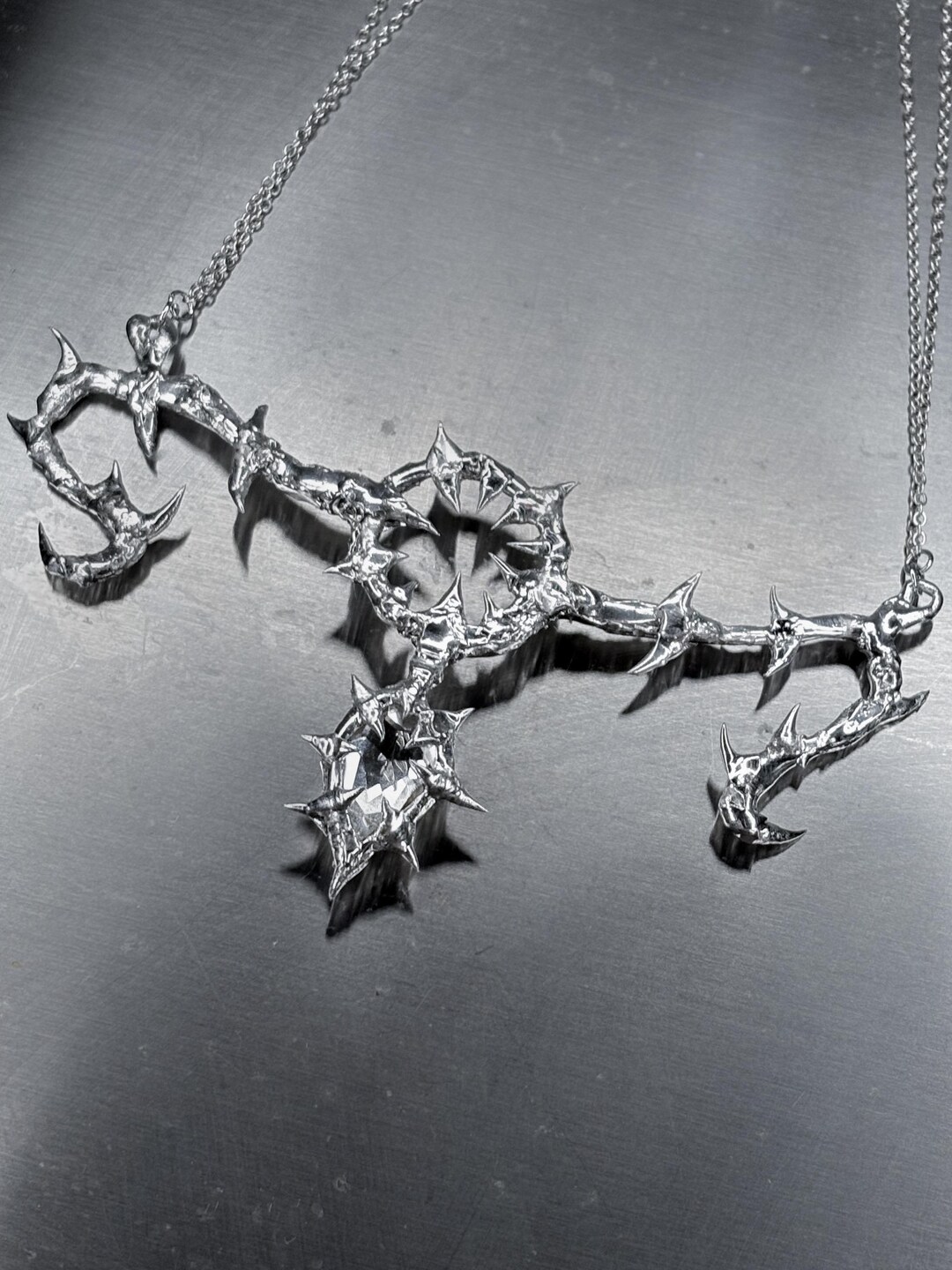 Spiky Elven Cybersigilsm Thorn Sigil Necklace Statement Necklace Liquid ...