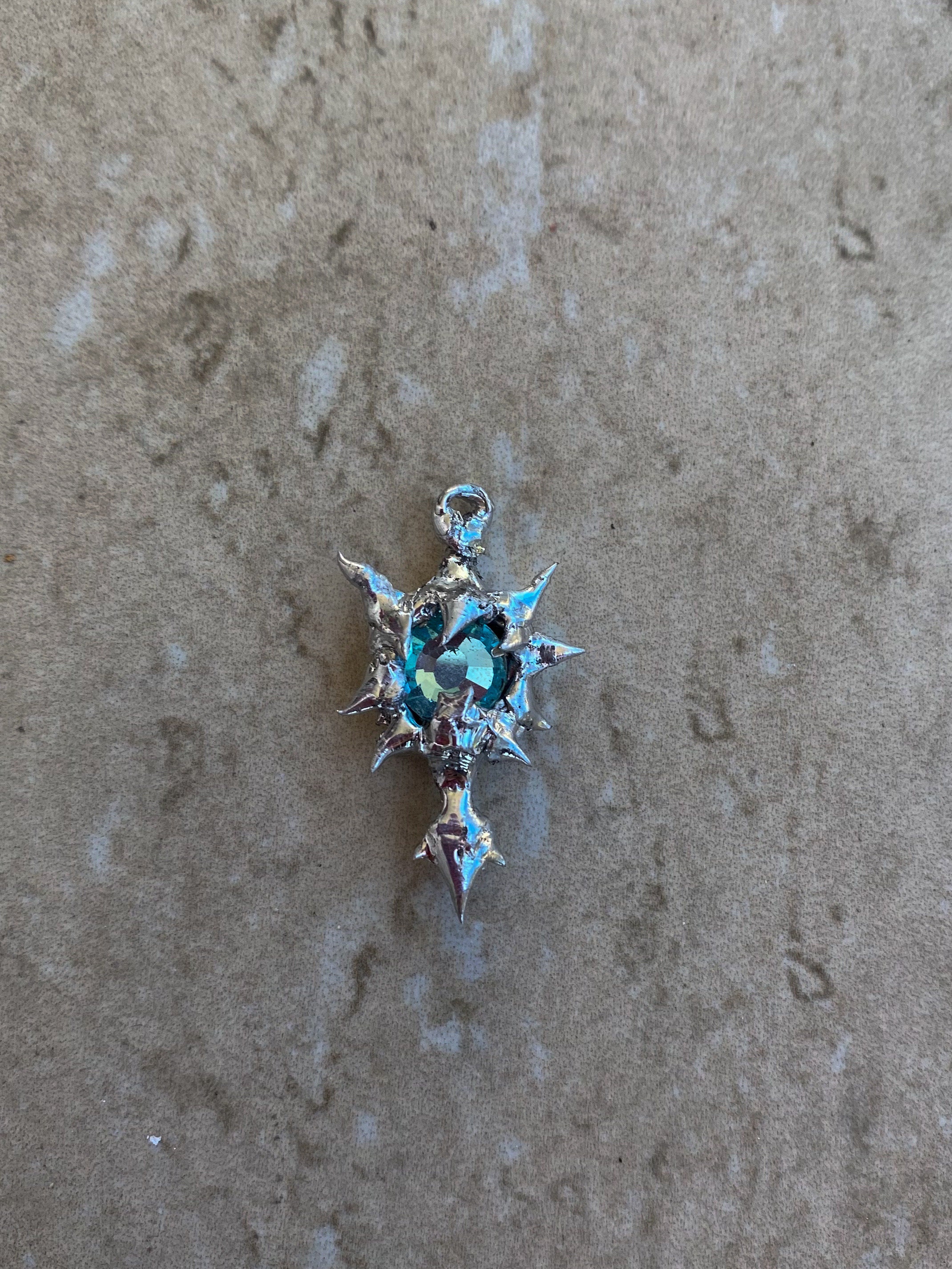 Spiky Metal Pendants Chrome Irregular Necklace Spiky Sigil Liquid Metal ...