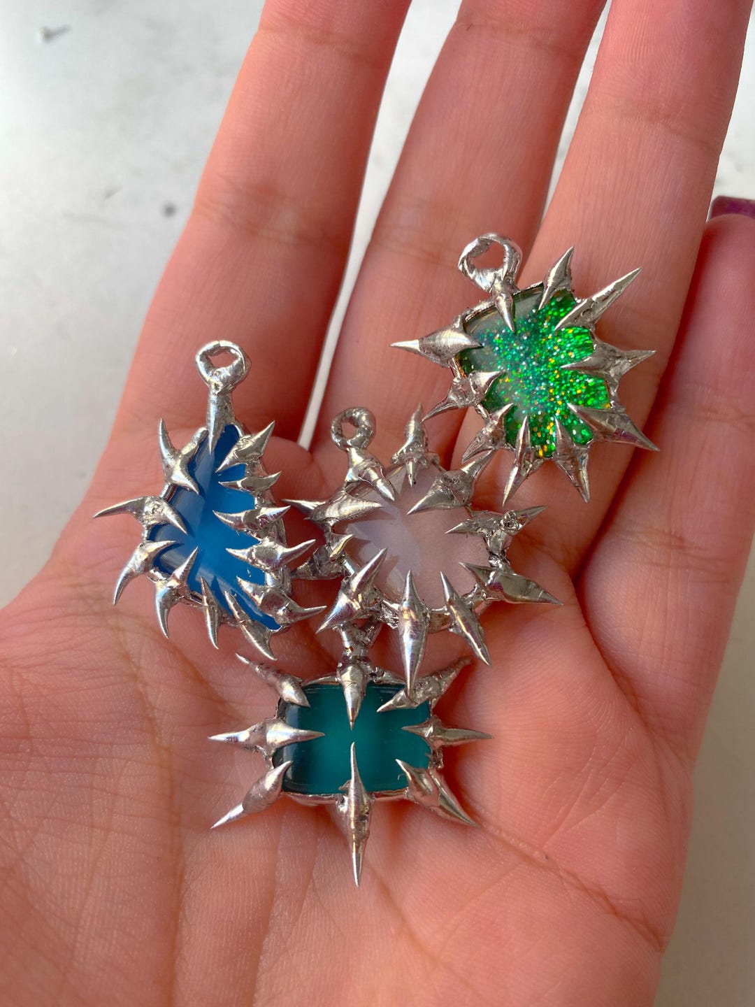 Spiky Cybersigilsm Stained Glass Sigil Necklace Statement Pendants ...