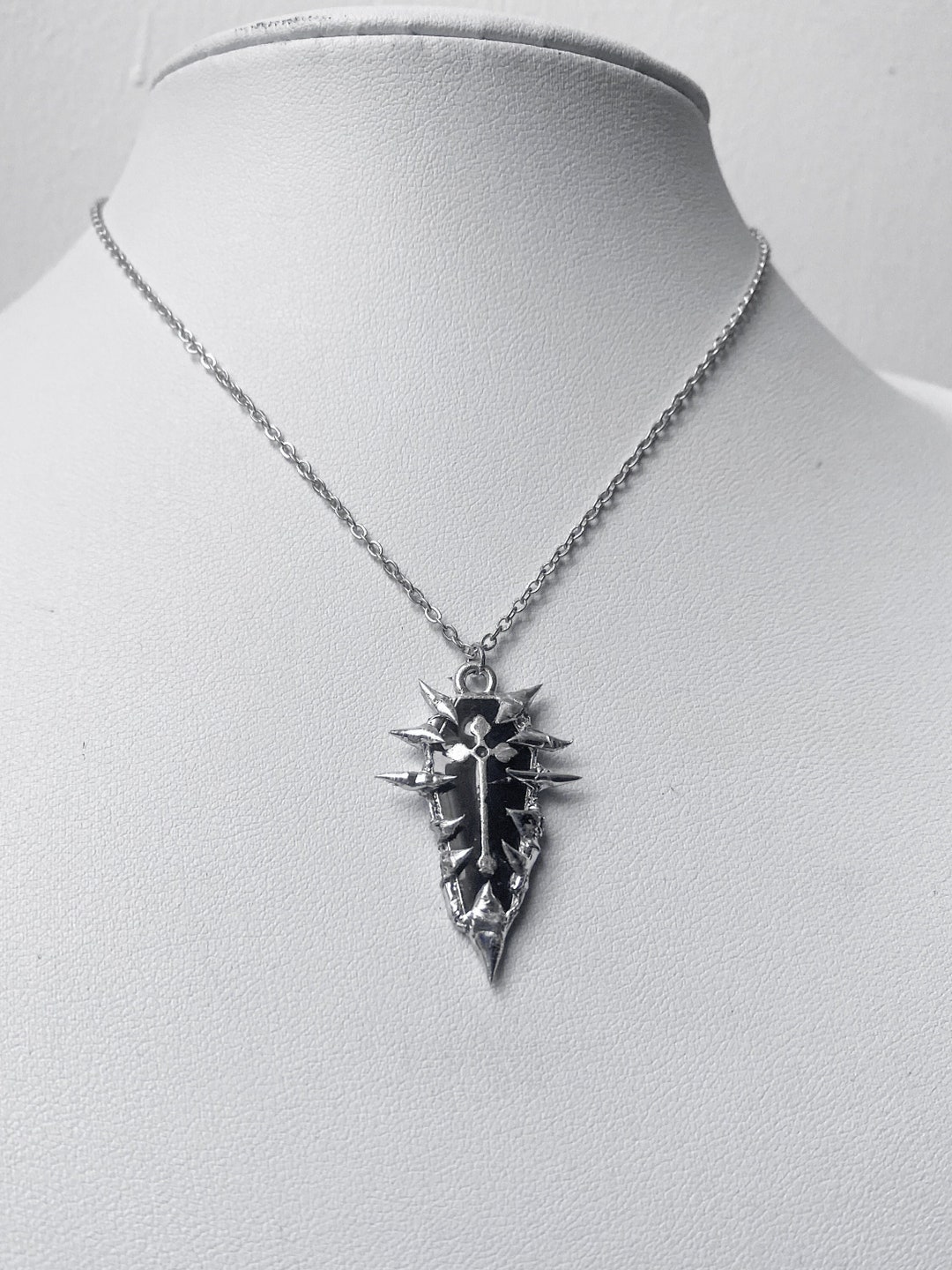 Spiky Metal Pendant ,punk Spiky Cross , Liquid Metal, Soldered Necklace ...