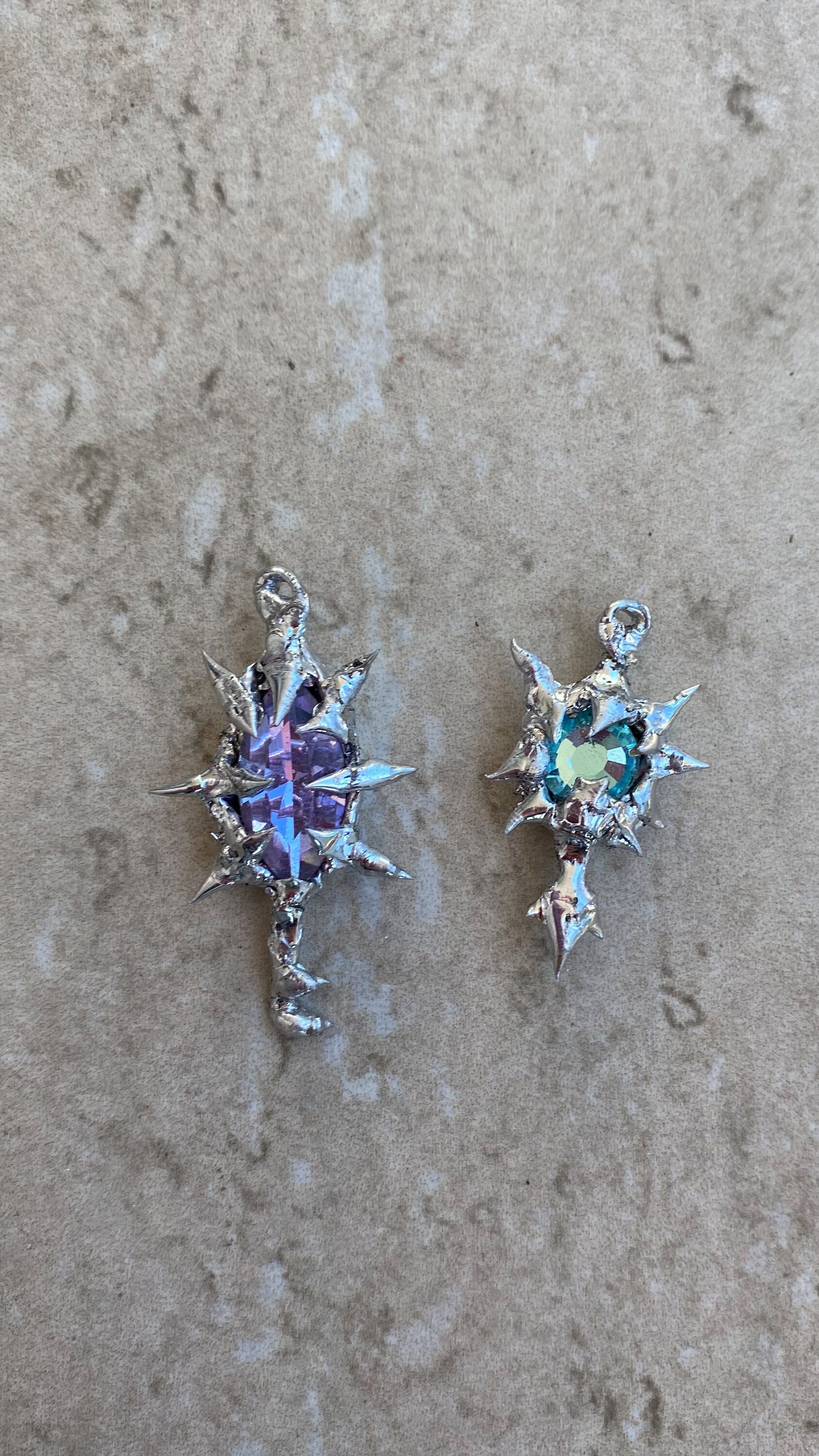 Spiky Metal Pendants Chrome Irregular Necklace Spiky Sigil Liquid Metal ...