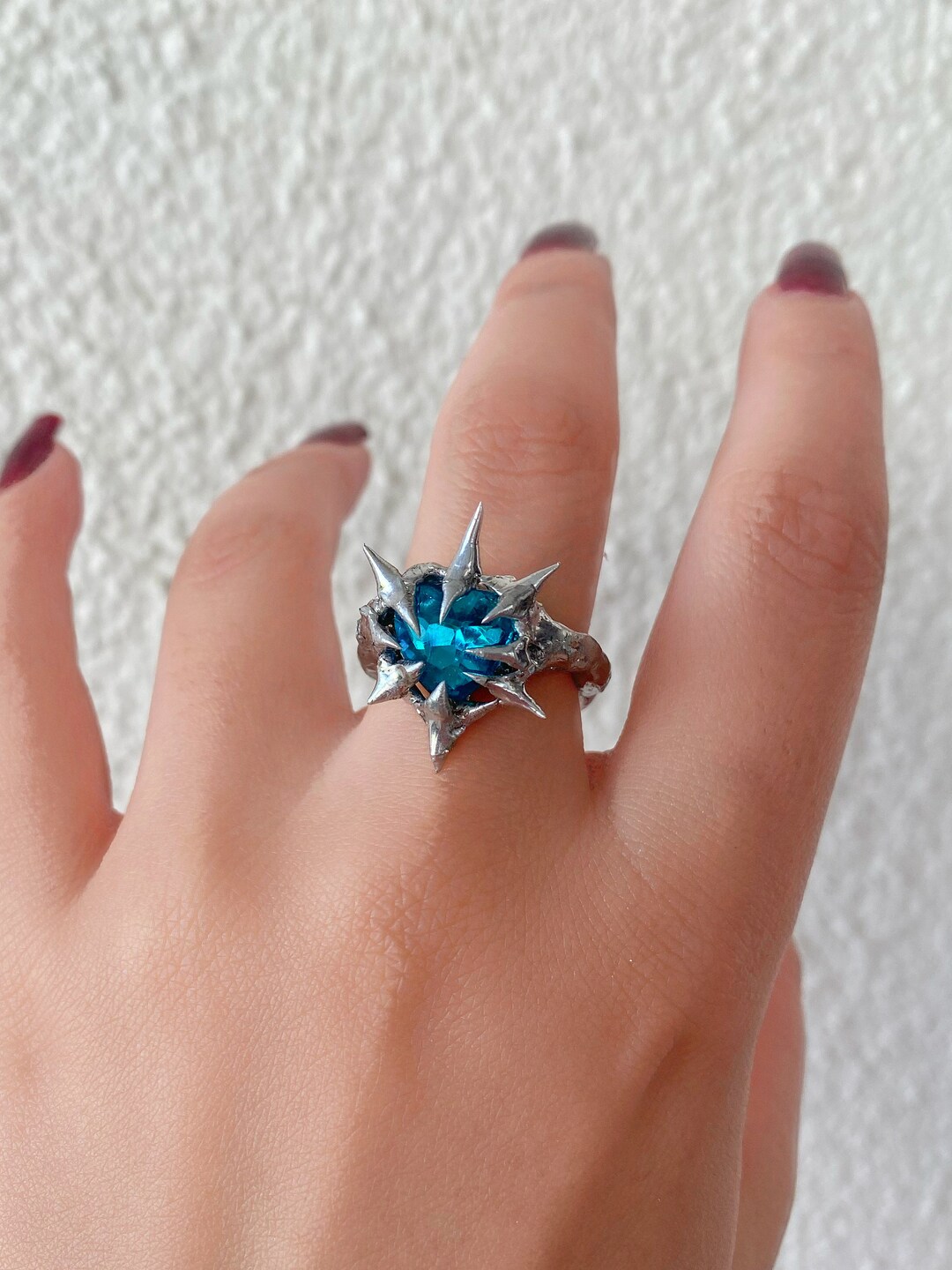 Spiky Heart Rings Chunky Rings Statement Jewelry Cybercore Cyber ...