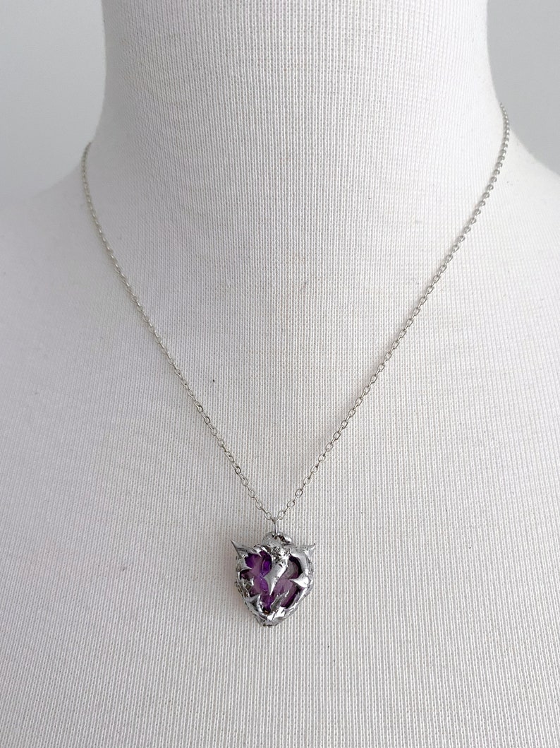 Demon Heart Necklace Liquid Metal Thorn Cybercore Necklace Cyber ...
