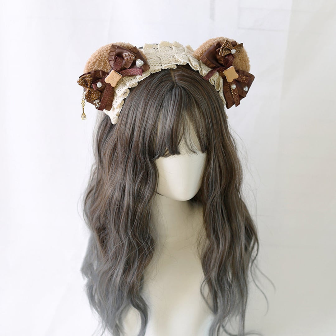Lolita Hair Accessories, Plush Bear Ear Hair Hoop, COSPLAY Bear Ear ...