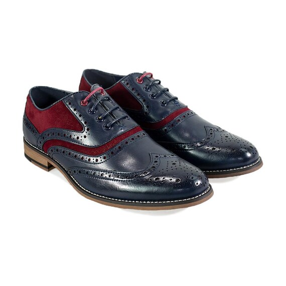 Men's Leather Navy Blue Brogues Smart Casual Formal Oxford - Etsy
