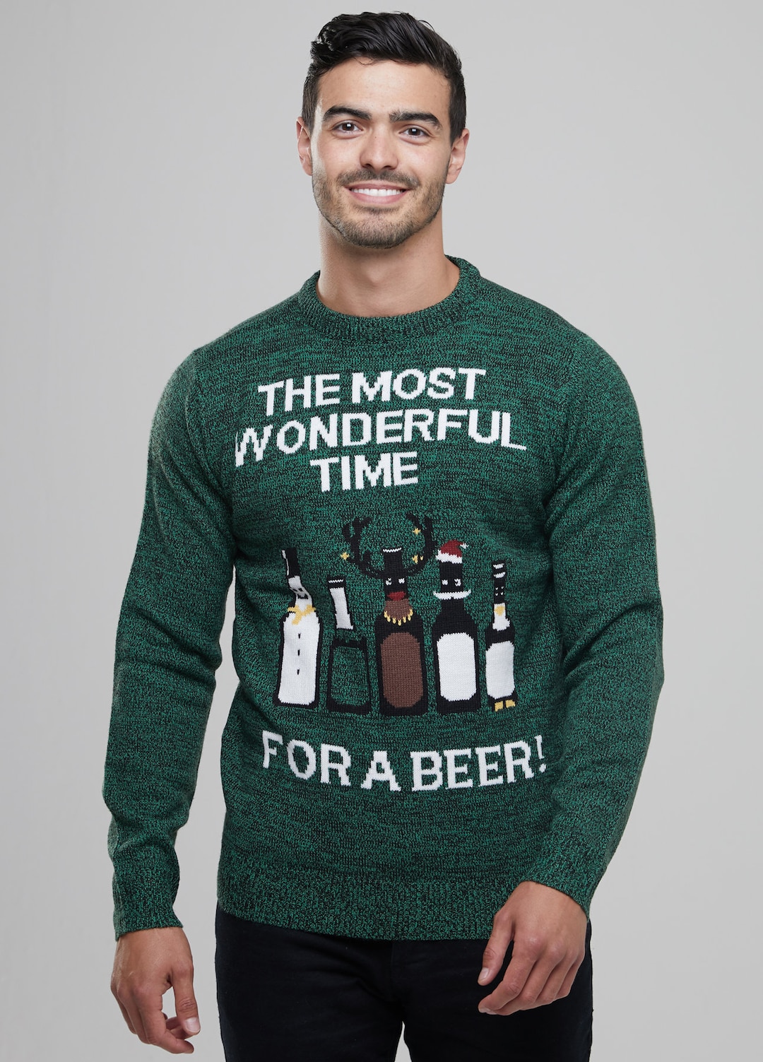 Men's Christmas Novelty Jumper Funny Knitted Green Xmas Sweater - Etsy UK