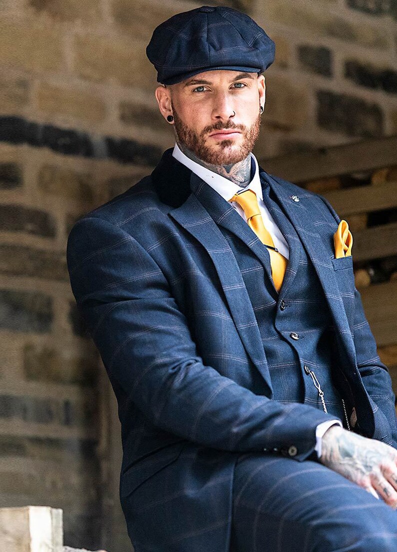 Men's Blue Check Tweed Blazer and Waistcoat 2 Piece Set - Etsy