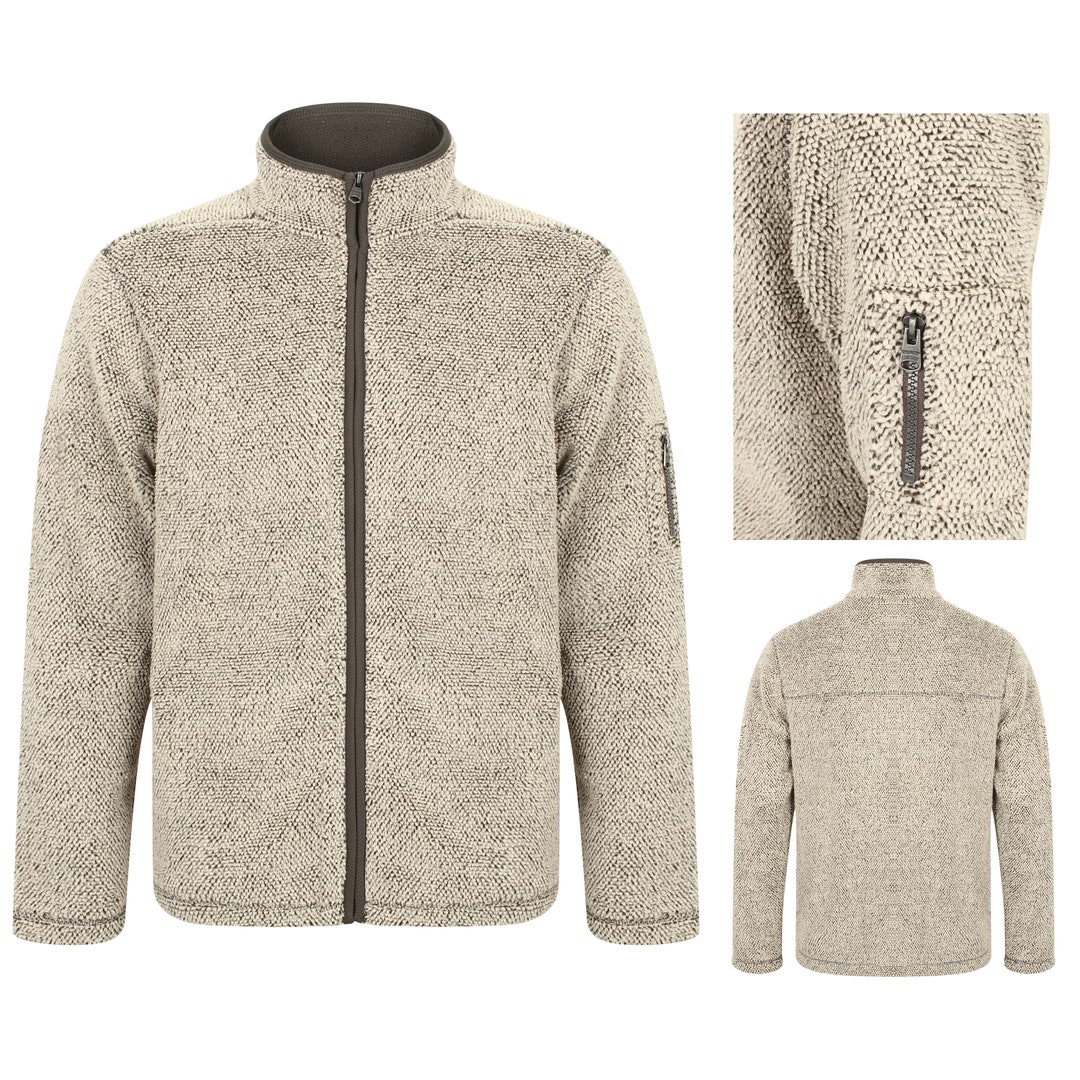 Men's Fleece Lined Jacket Full Zip Funnel Neck Casual Winter Sweatshirt ...