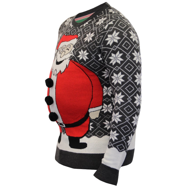 Mens Christmas Novelty 3D Santa Jumper Crew Neck Xmas Knitted Sweater ...