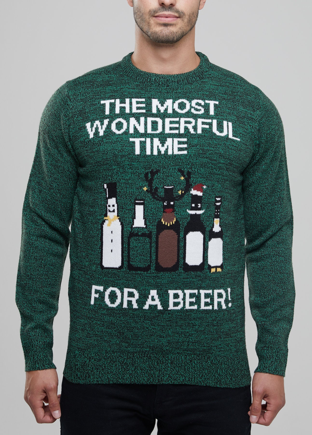 Men's Christmas Novelty Jumper Funny Knitted Green Xmas Sweater - Etsy UK