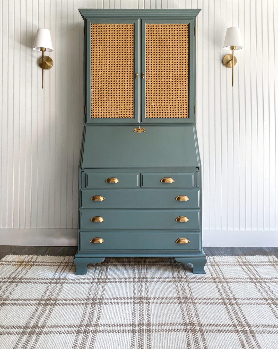 SOLD! Hutch Vintage Secretary Desk Secretary Hutch Dresser Cane ...