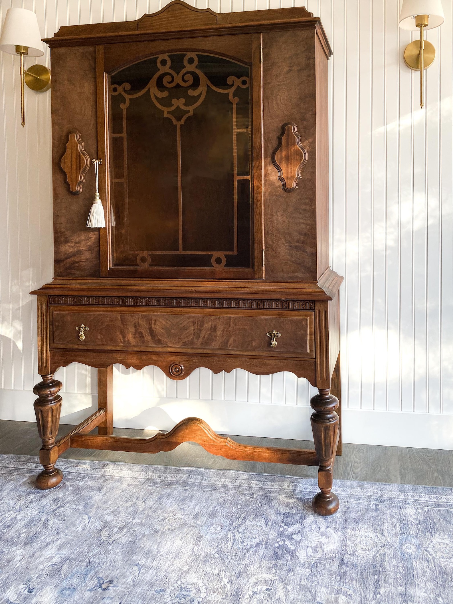 Antique Jacobean China Cabinet, Glass Display Case, Bedroom Storage ...