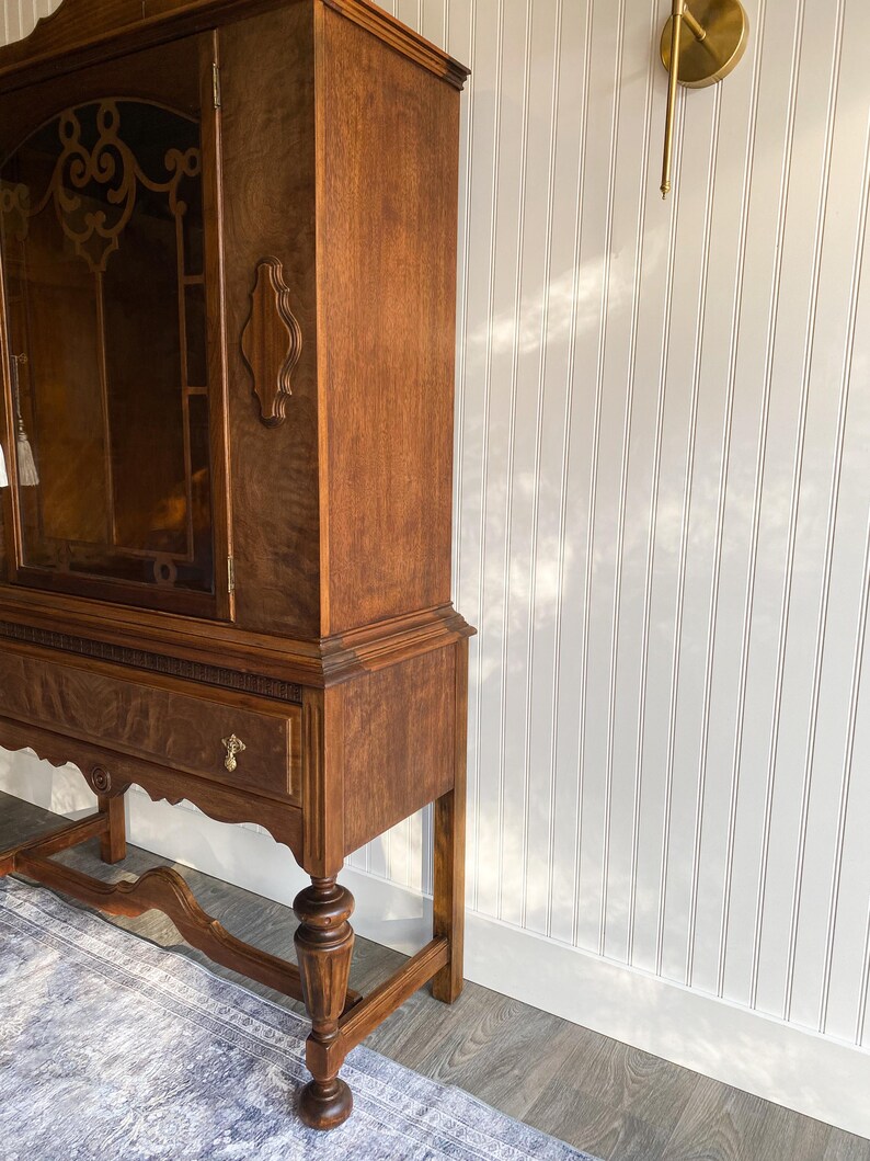 Antique Jacobean China Cabinet, Glass Display Case, Bedroom Storage ...