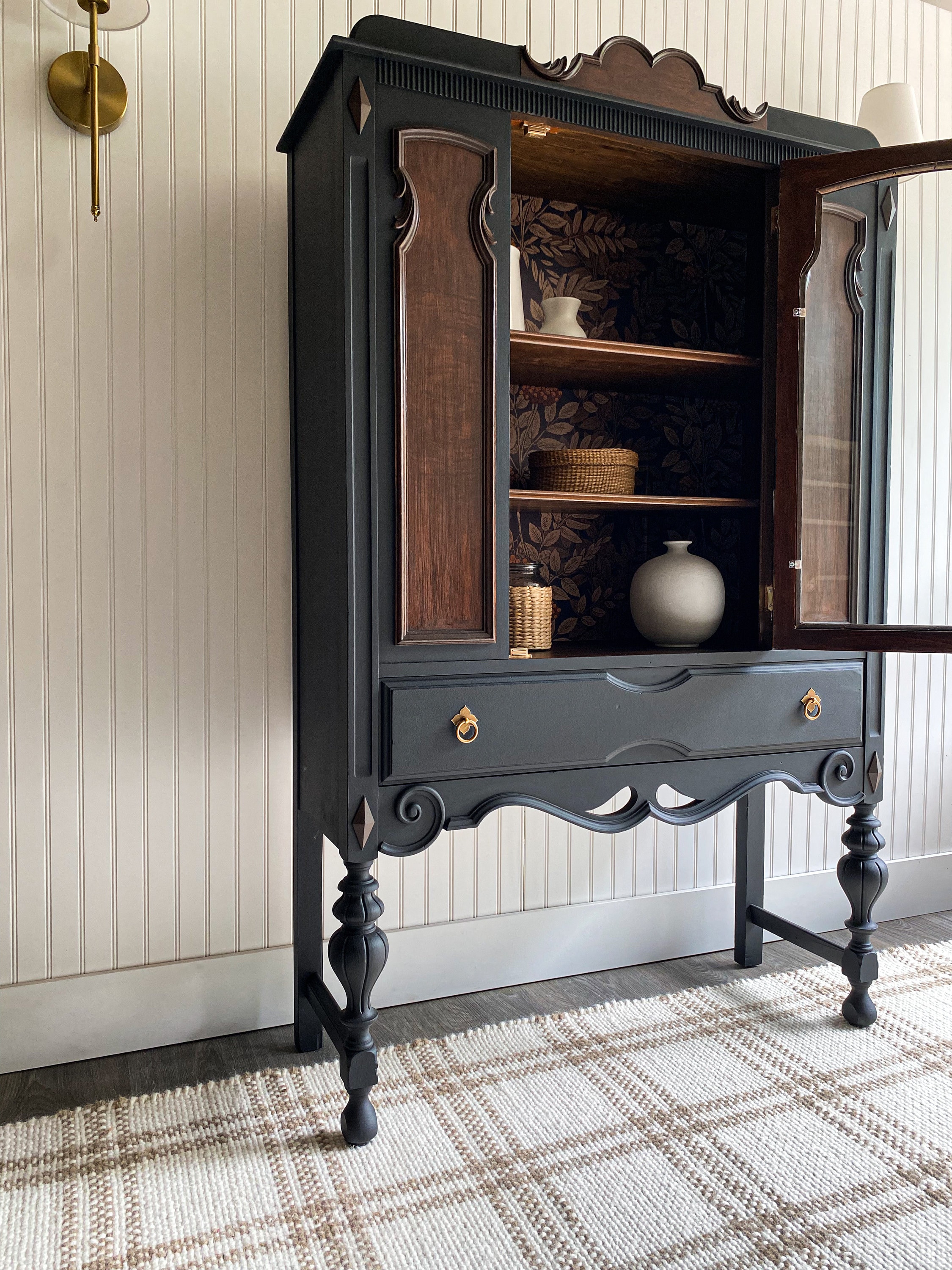 SOLD Hutch, China Cabinet Antique, Vintage Hutch, Liquor Cabinet, Modern Farmhouse Hutch, Glass ...